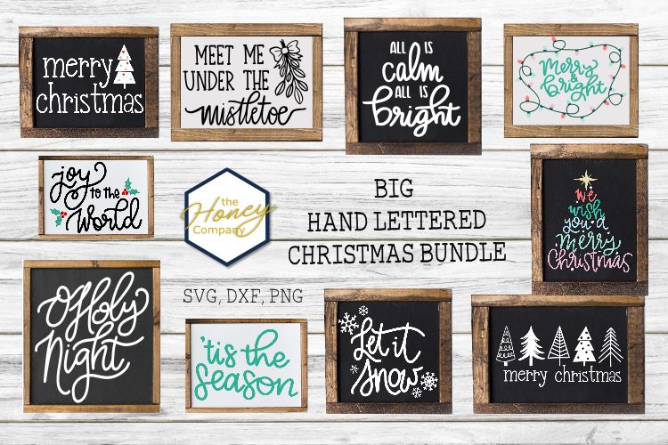 Christmas Bundle SVG DXF PNG Hand Lettering Files - So Fontsy
