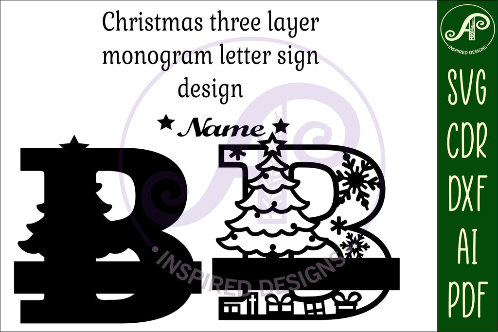 Christmas Capital Monogram Letter B SVG - So Fontsy