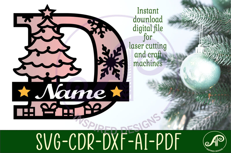 Christmas Capital Monogram Letter D SVG - So Fontsy