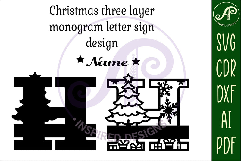 Christmas Capital Monogram Letter H SVG - So Fontsy