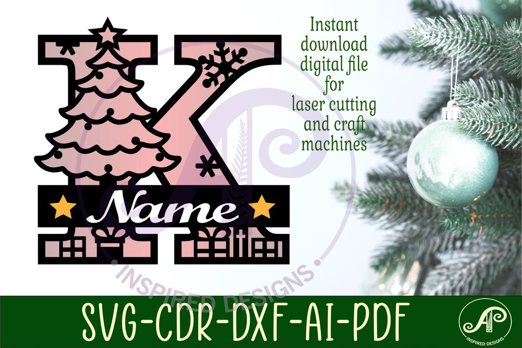 Christmas Capital Monogram Letter K SVG - So Fontsy