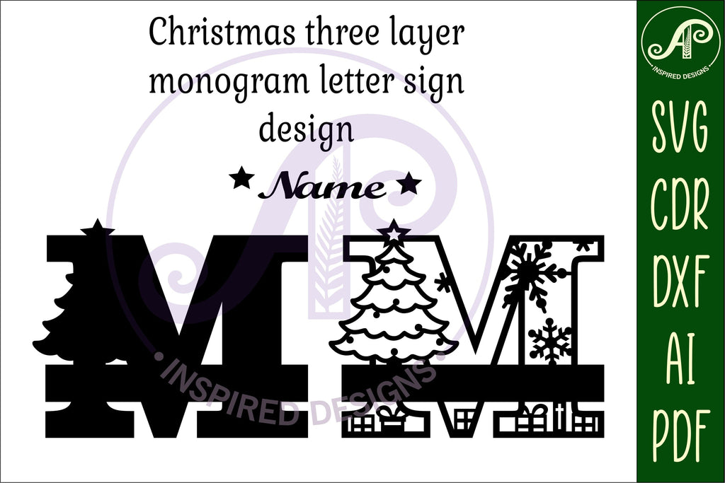 Christmas Capital Monogram Letter M SVG - So Fontsy
