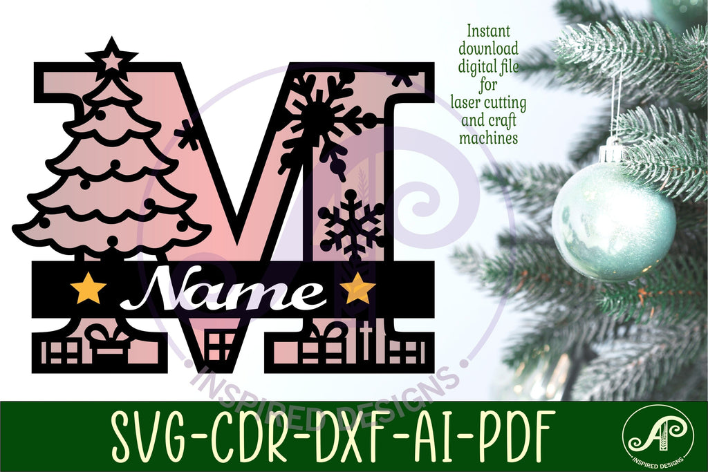 Christmas Capital Monogram Letter M SVG - So Fontsy