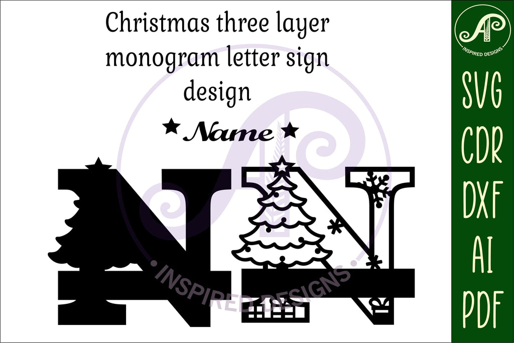 Christmas Capital Monogram Letter N SVG - So Fontsy