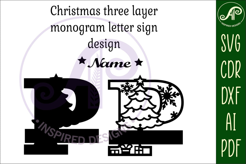 Christmas Capital Monogram Letter P SVG - So Fontsy