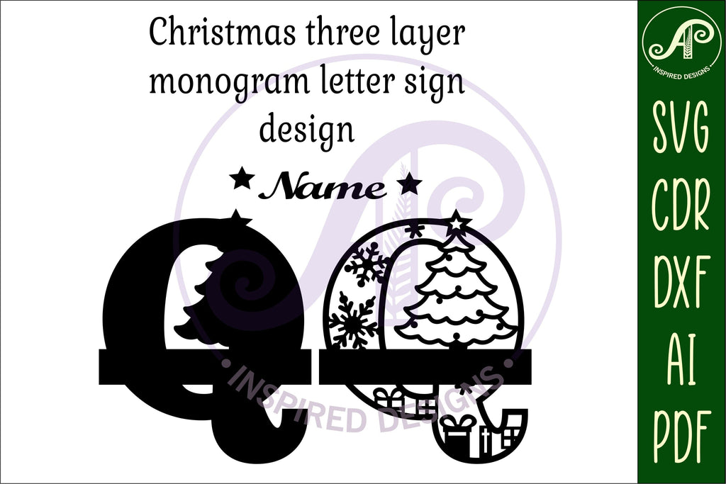 Christmas Capital Monogram Letter Q SVG - So Fontsy