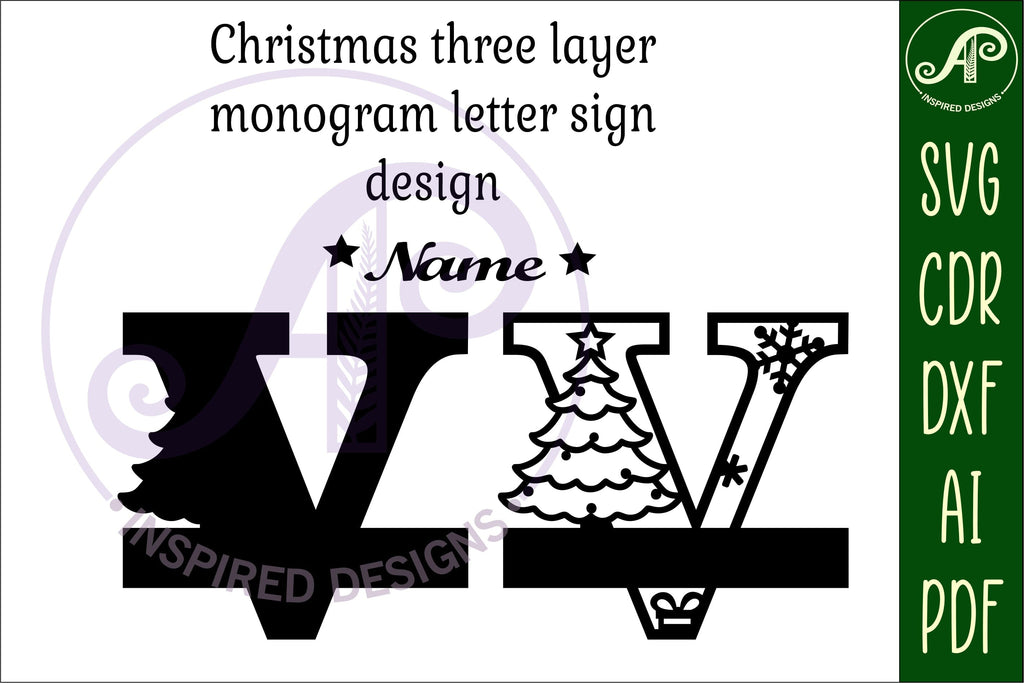 Christmas Capital Monogram Letter V SVG - So Fontsy