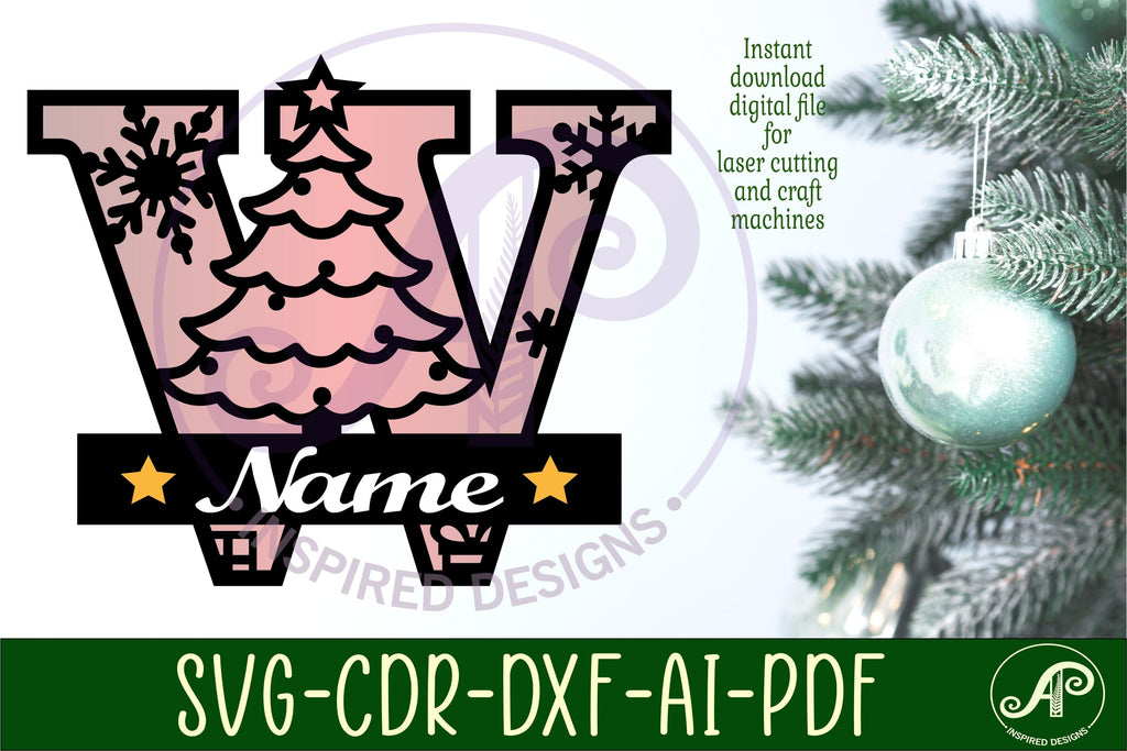 Christmas Capital Monogram Letter W SVG - So Fontsy