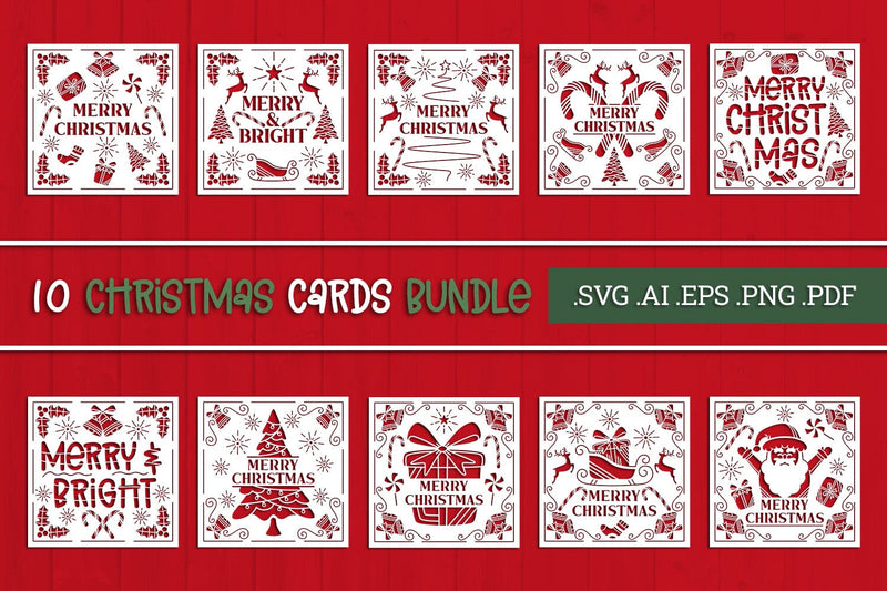 Christmas Card Cut Files SVG BUNDLE - So Fontsy