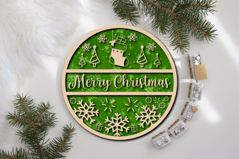 Christmas Cardinal Bird Sign Laser Cut Bundle - So Fontsy