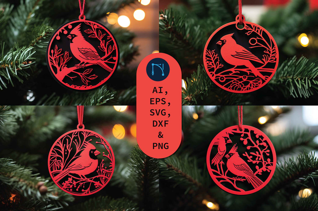 Christmas Cardinal Ornament SVG bundl - So Fontsy