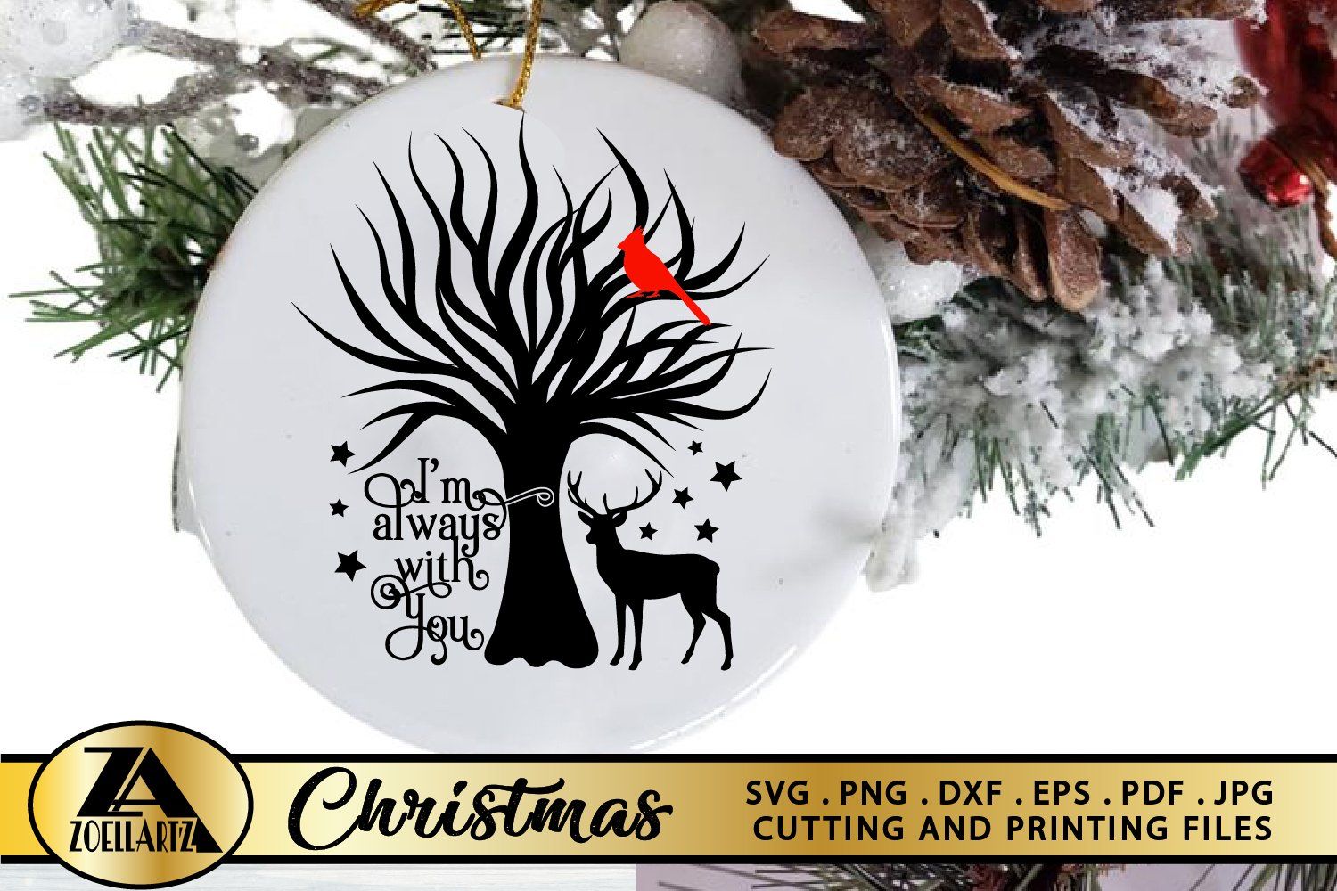 Christmas Cardinal Tree SVG Christmas Ornament SVG Cut Files - So Fontsy