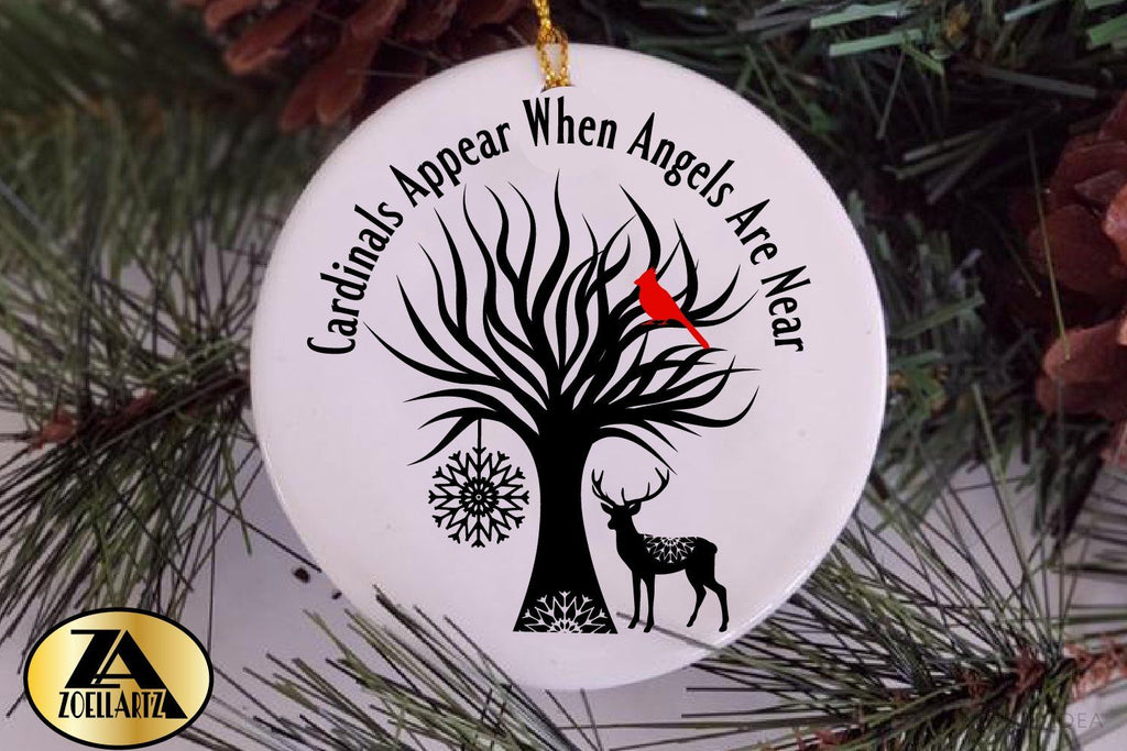 Christmas Cardinal Tree SVG Christmas Ornament SVG Cut Files - So Fontsy