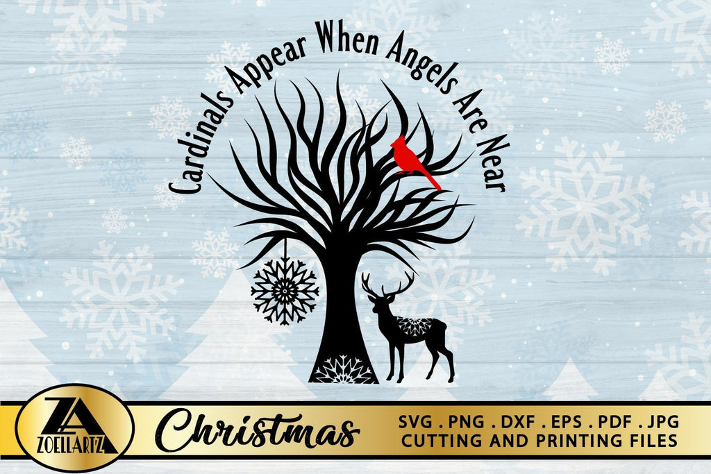 Christmas Cardinal Tree SVG Christmas Ornament SVG Cut Files - So Fontsy