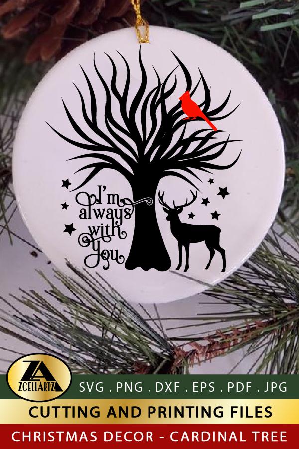 Christmas Cardinal Tree SVG Christmas Ornament SVG Cut Files - So Fontsy