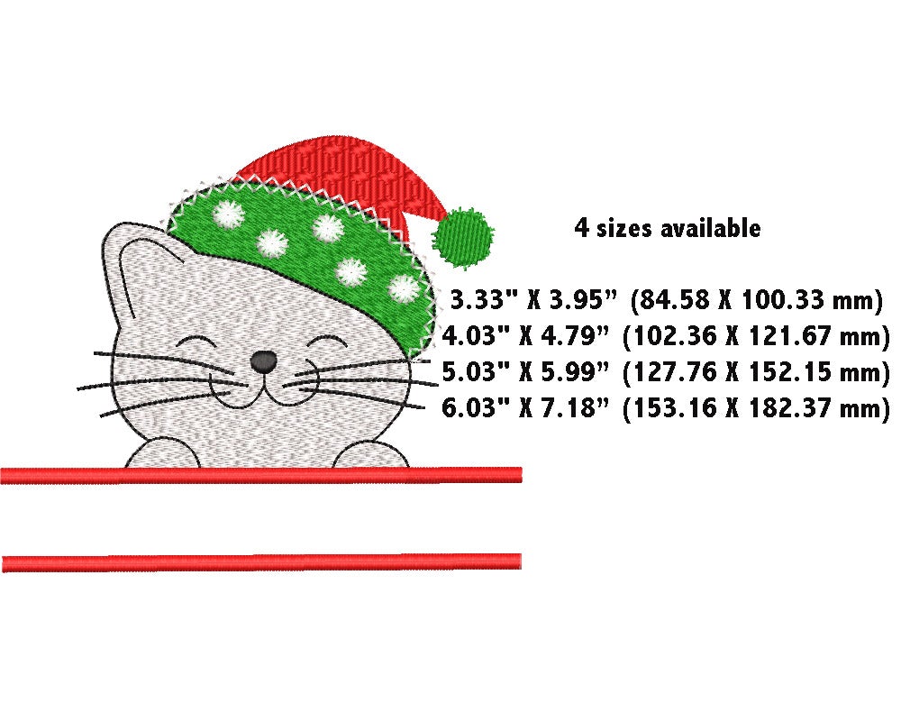 Christmas Cat Machine Embroidery Design - So Fontsy