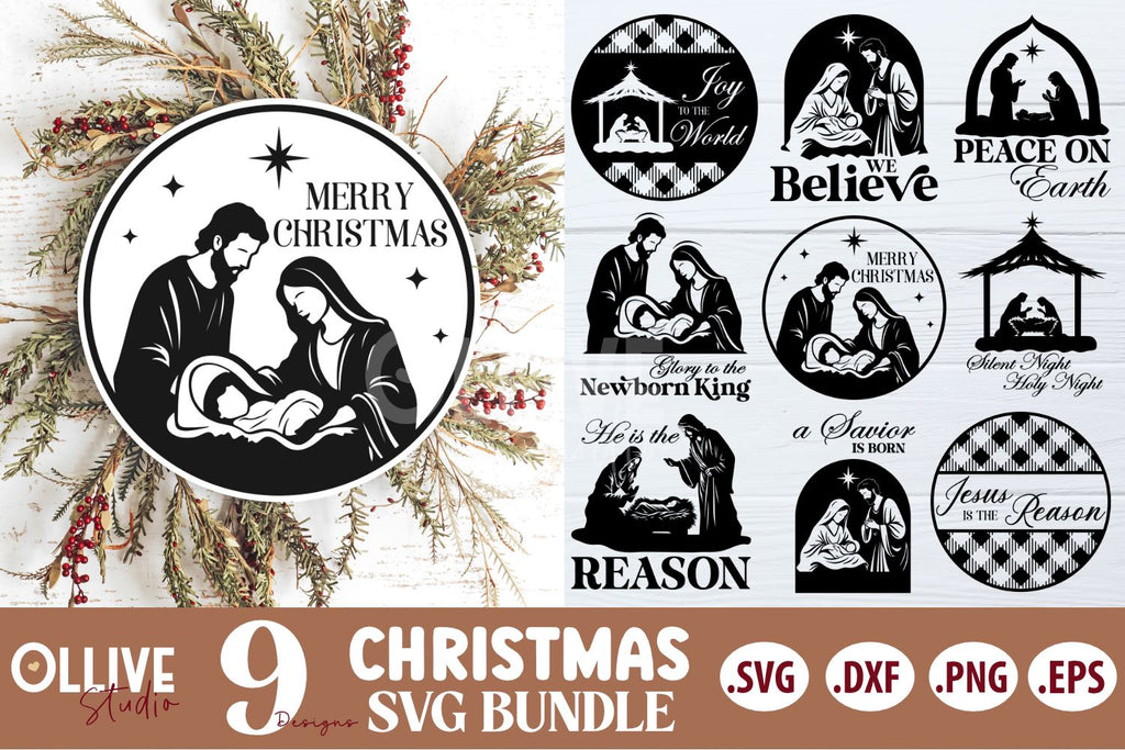 Christmas Christian Round Signs Bundle SVG - So Fontsy