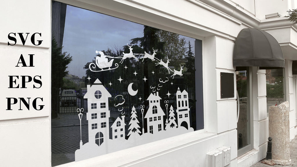 Christmas City SVG, EPS, Christmas Scene SVG, Christmas Village Canal ...