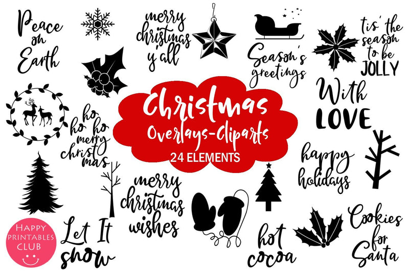 Christmas Clipart- Christmas Overlays-Holiday Graphics - So Fontsy