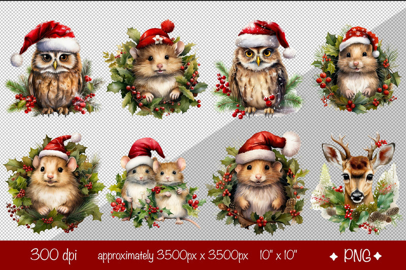 Christmas clipart watercolor Clipart bundle Xmas Animals Clipart - So ...