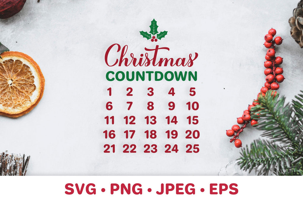 Christmas Countdown sign. Advent calendar. Christmas svg - So Fontsy