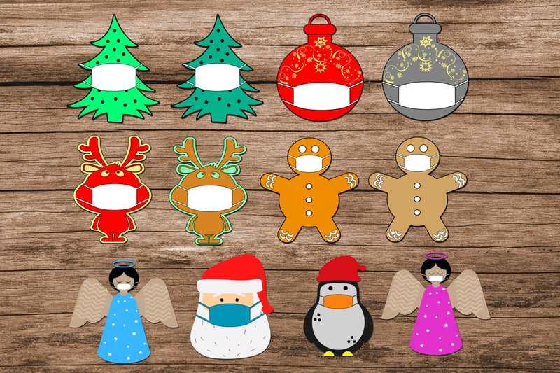 Christmas COVID Clipart Set- Christmas Clipart Face Masks - So Fontsy