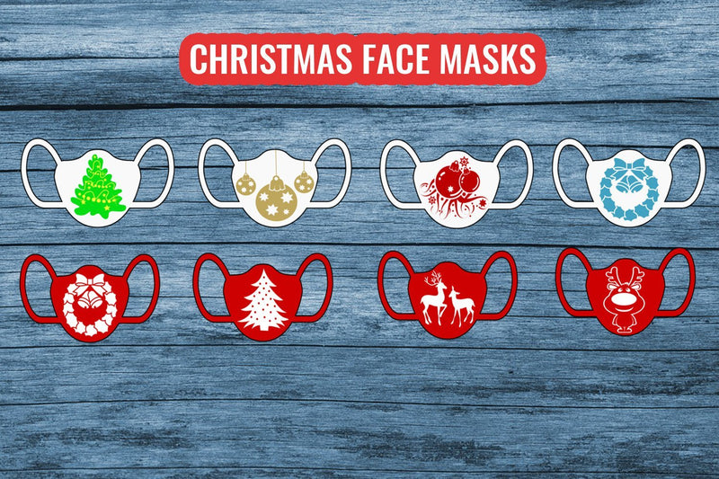 Christmas COVID Clipart Set- Christmas Clipart Face Masks - So Fontsy