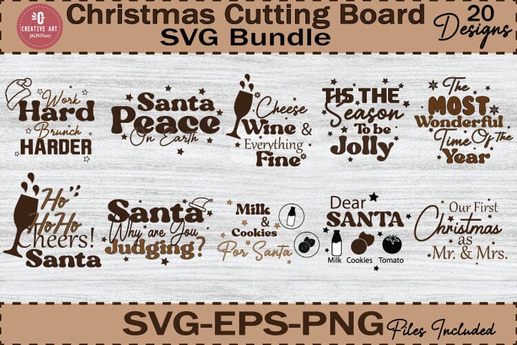 Christmas Cutting Board SVG Bundle - So Fontsy