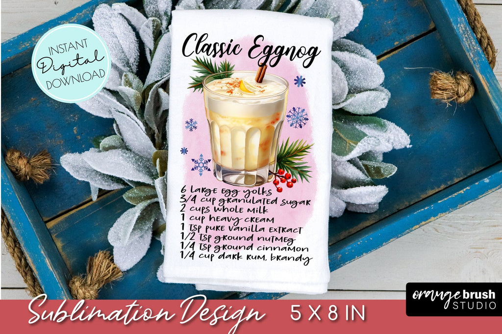 Christmas Dish Towel Sublimation, Cocktail Recipe Design - So Fontsy