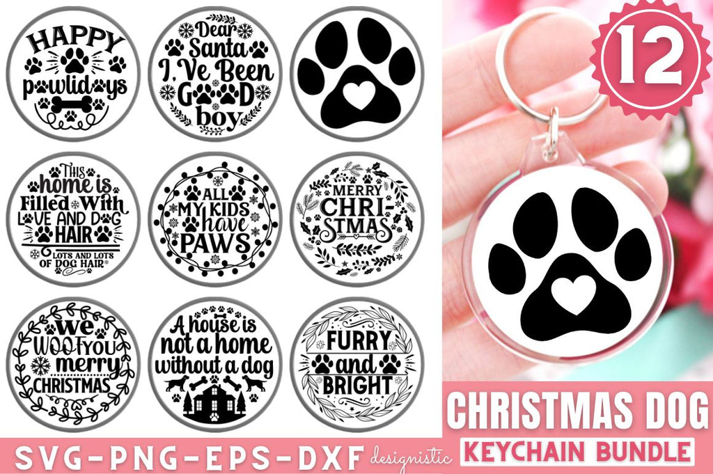 Christmas Dog Keychain SVG Bundle, Keychain Dog SVG Bundle, Dog ...