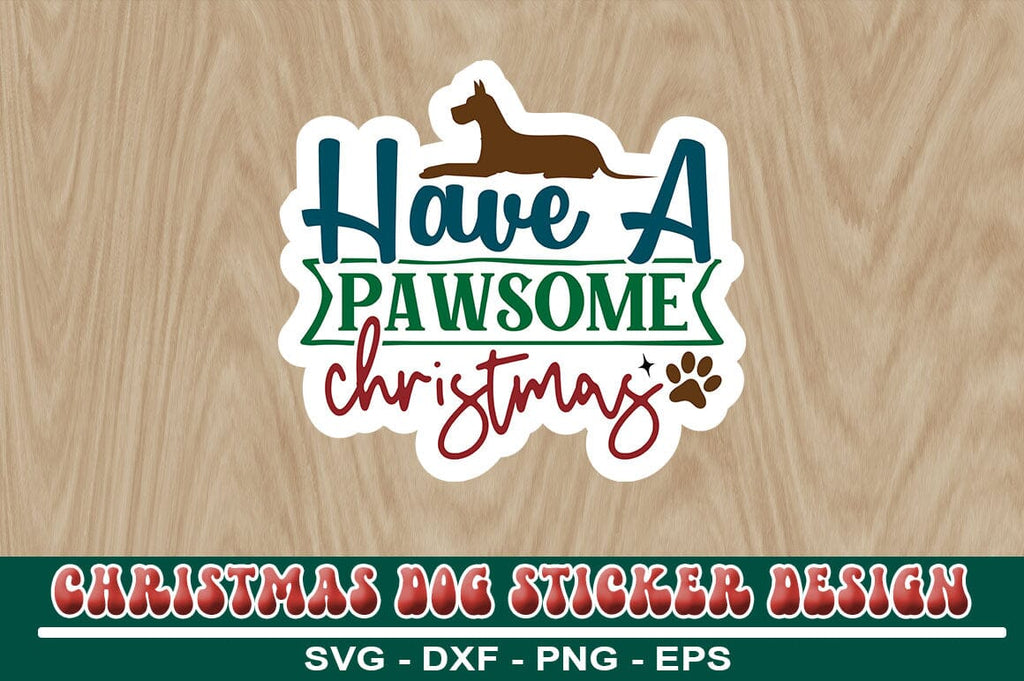 Christmas Dog Sticker Design Template - So Fontsy