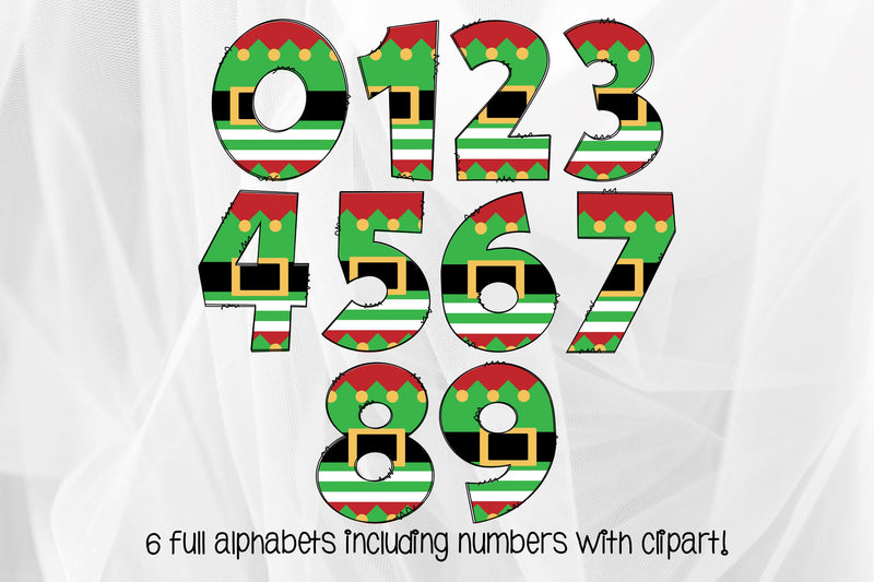 Christmas Doodle Letters PNG, Elf Alpha Bundle - So Fontsy