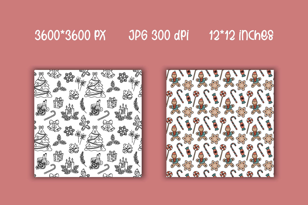Christmas Doodles Digital Paper | JPG Patterns - So Fontsy