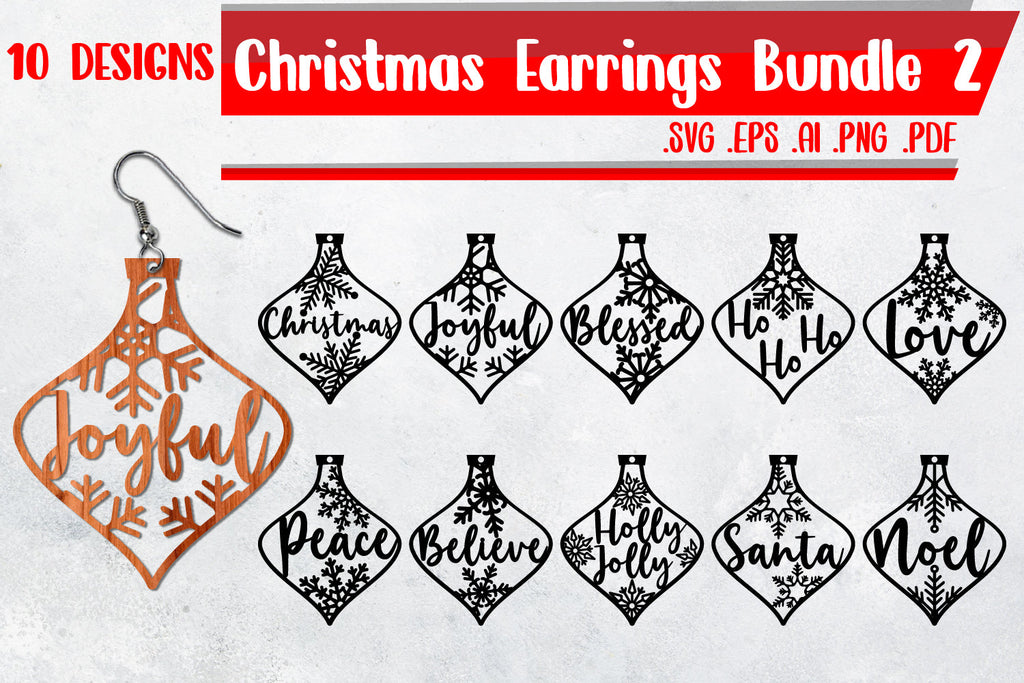 Christmas Earrings Bundle 2 - Svg Eps Ai Png Pdf - So Fontsy