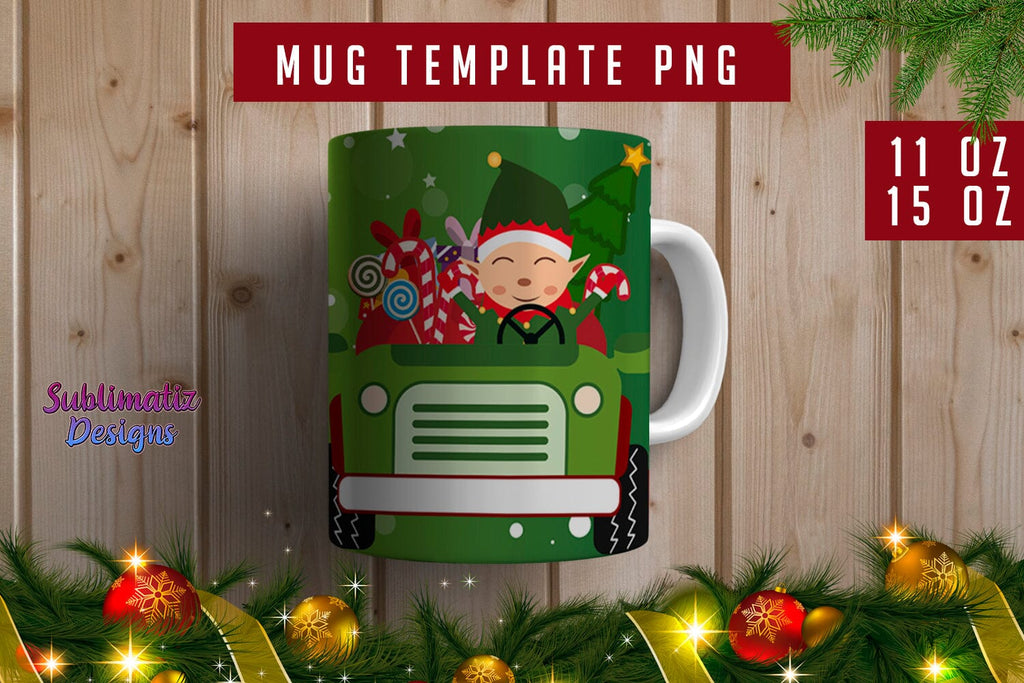Christmas Elf Mug template PNG for Sublimation - So Fontsy