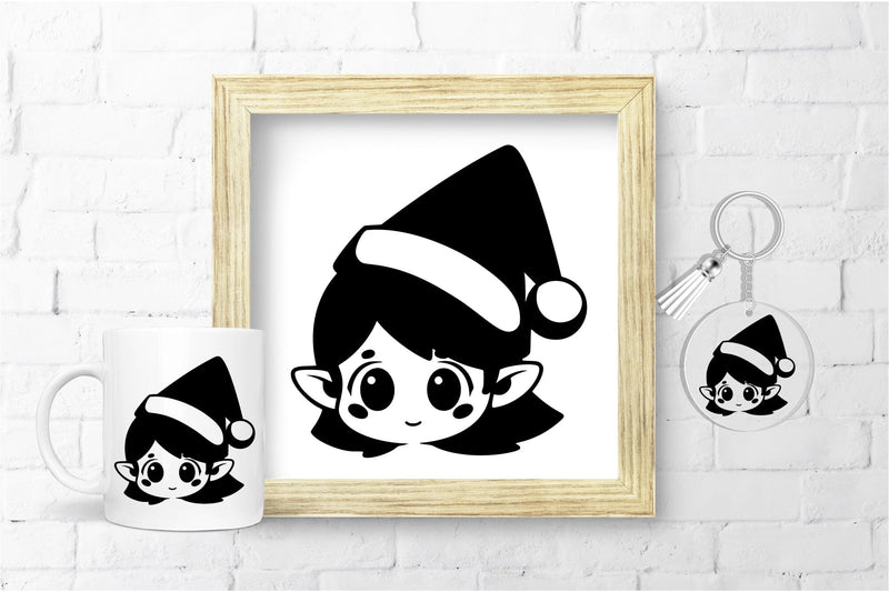 Christmas Elf SVG Cut File For Cricut Elf Face - So Fontsy