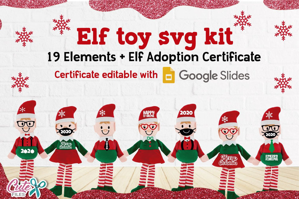 Christmas Elf toy kit SVG cut files- Certificate of adoption - So Fontsy