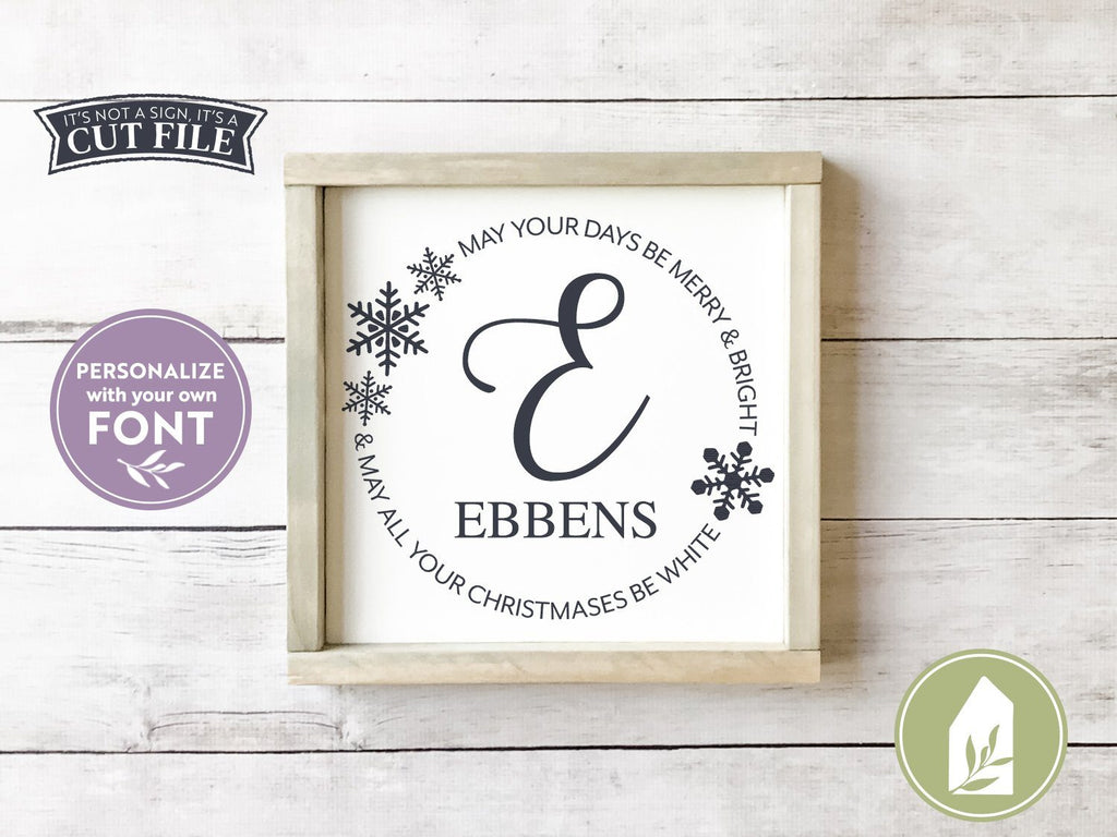 Christmas Family Name SVG | White Christmas SVG | Monogram Last Sign ...