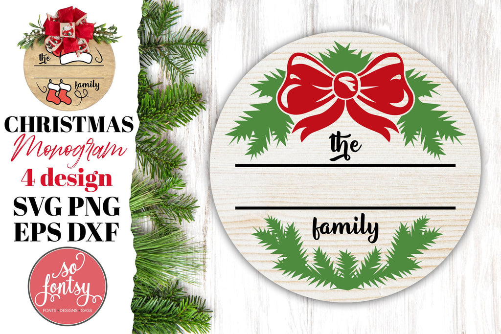 Christmas Family Sign. Split Christmas Monogram SVG - So Fontsy