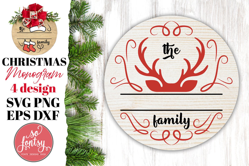 Christmas Family Sign. Split Christmas Monogram SVG - So Fontsy
