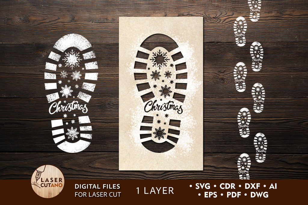 Christmas FOOTPRINT Paper Cut Template - So Fontsy