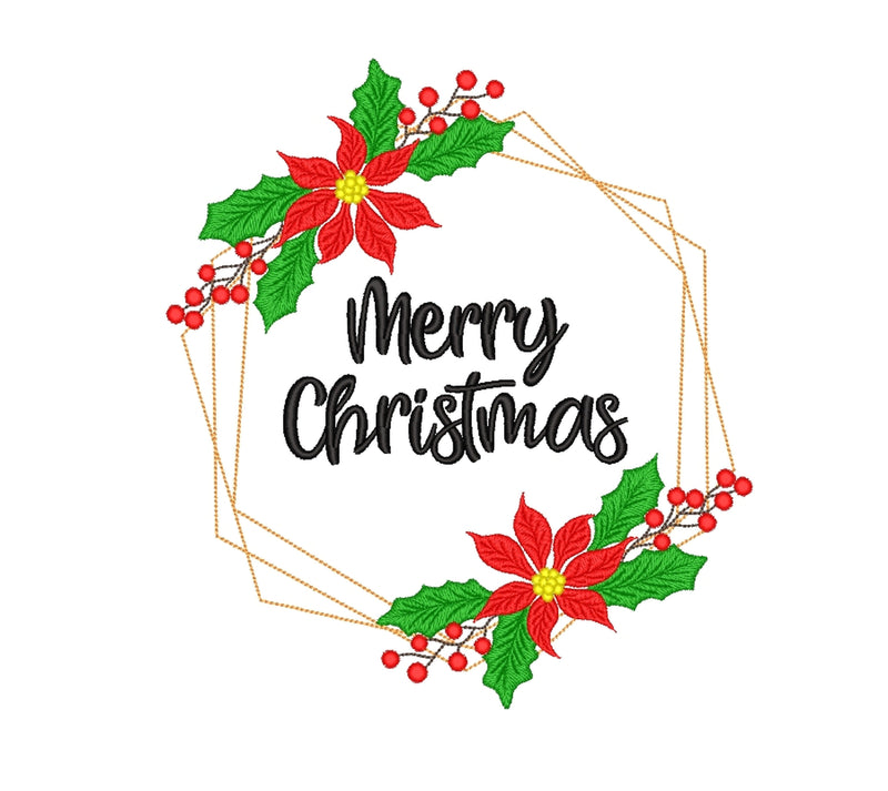 Christmas Frame Embroidery Design, 4 sizes, Instant Download - So Fontsy