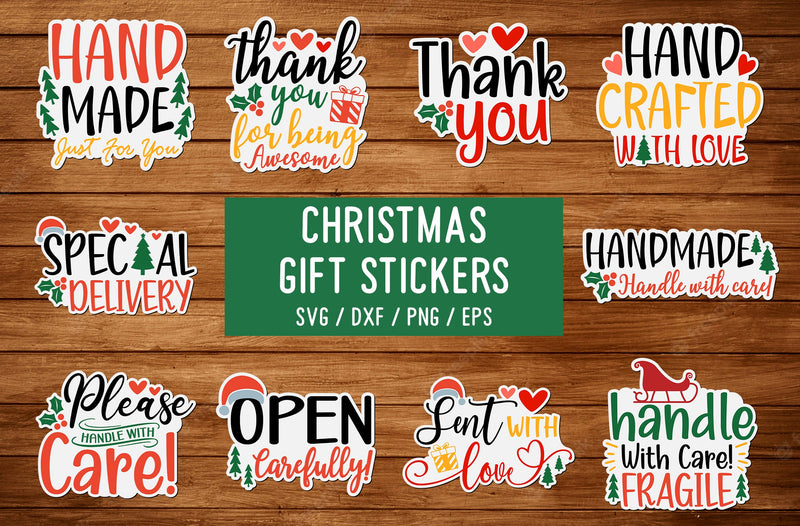 Christmas gift sticker PNG bundle, Christmas gift label sticker ...