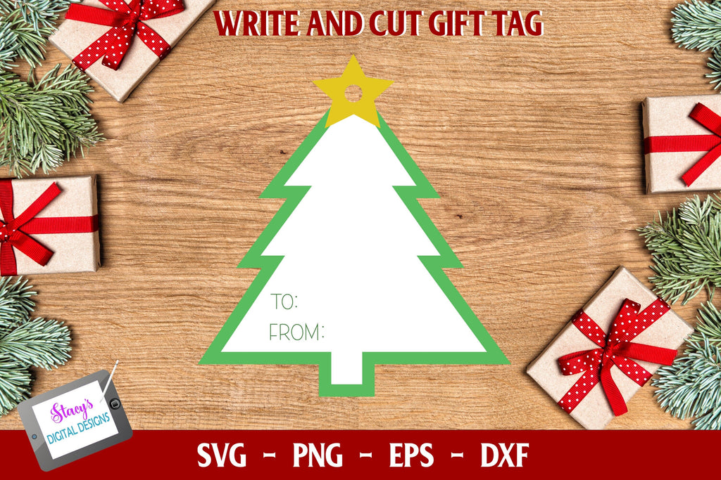 Christmas Tree Gift Tag | Write and Cut SVG - So Fontsy