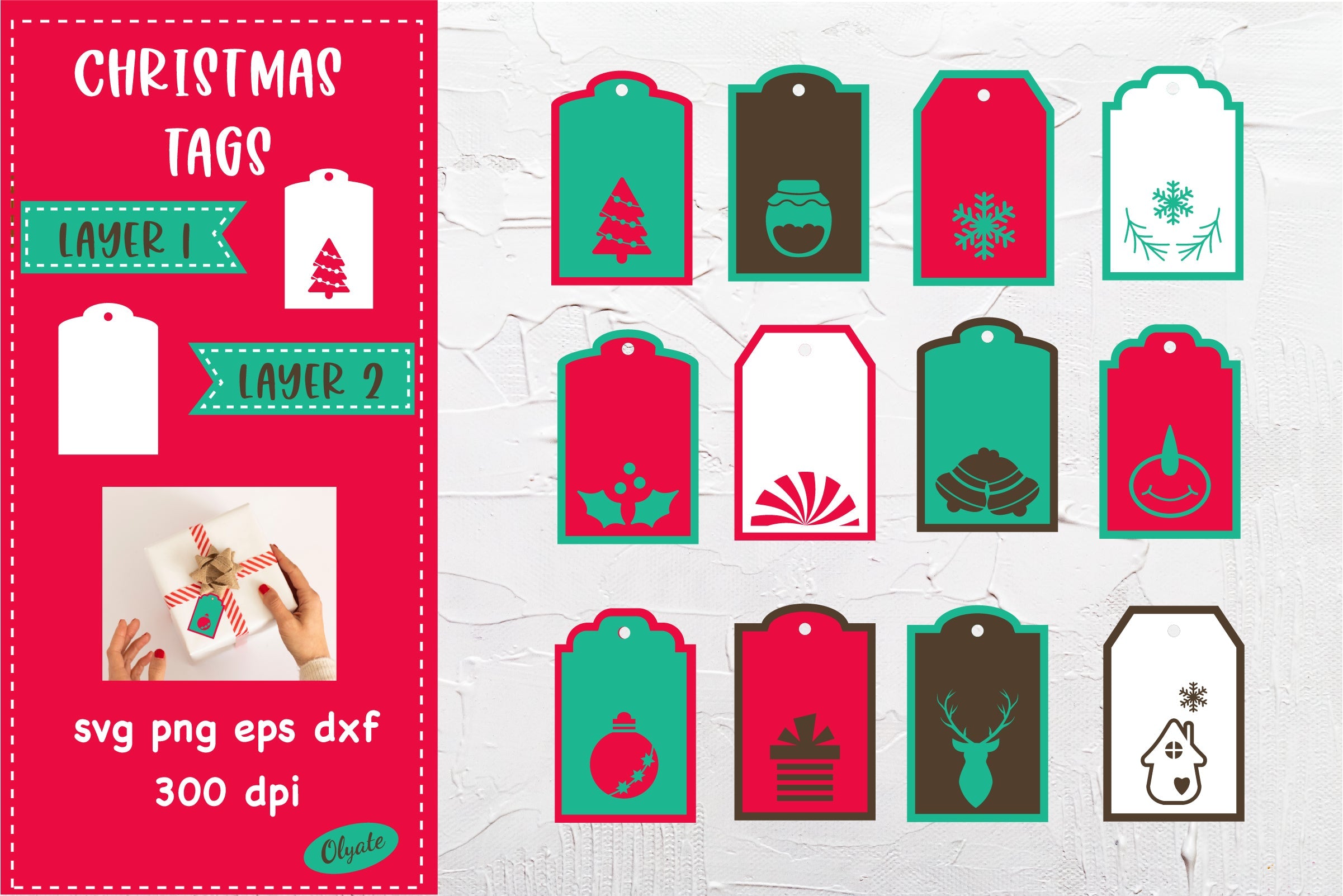 Christmas Gift Tag SVG Bundle. Christmas Gift Label SVG - So Fontsy