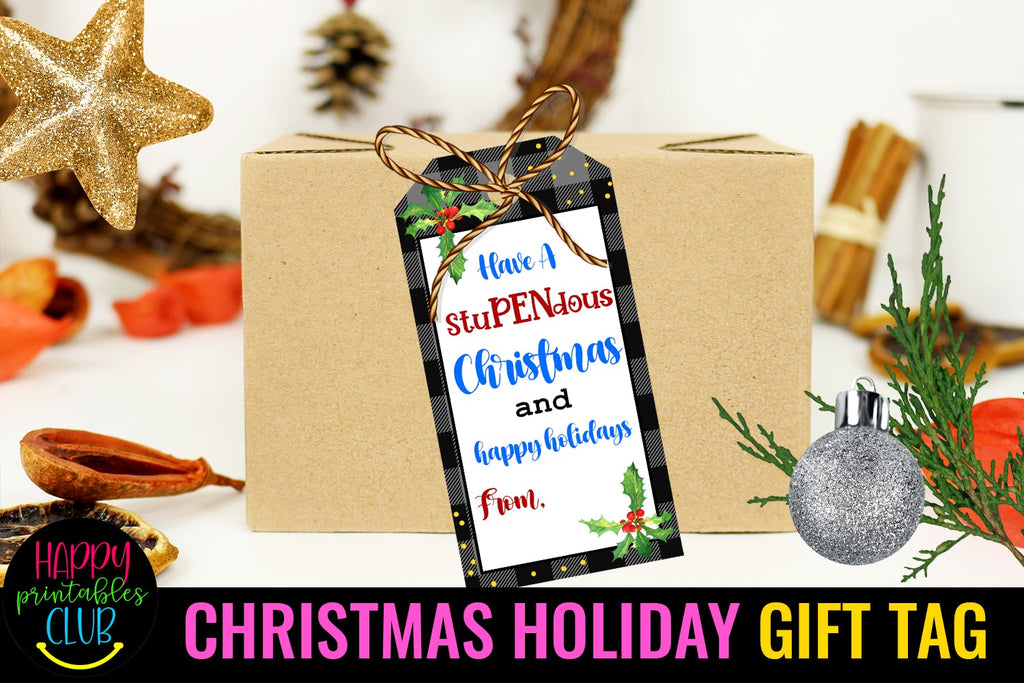 Christmas Gift Tags for Students- Have Stupendous Christmas - So Fontsy