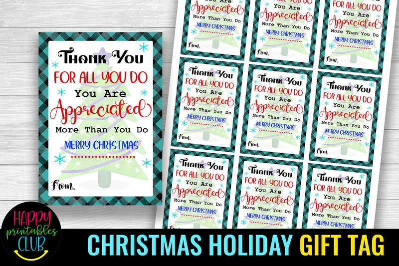Christmas Gift Tags for Teachers- Thank You for All You Do - So Fontsy