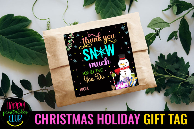 Christmas Gift Tags for Teachers- Thank You Snow Much - So Fontsy