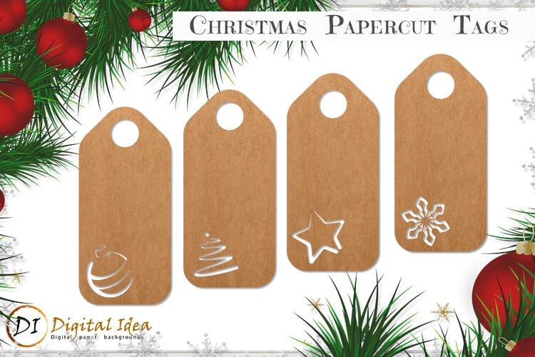 Christmas Gift Tags SVG. Christmas Silhouette Design - So Fontsy