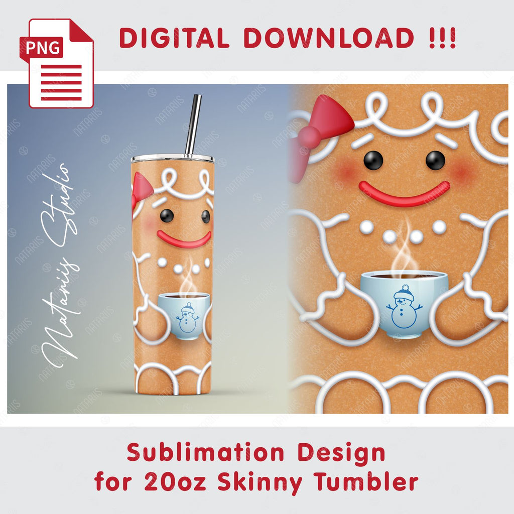 Christmas Gingerbread sublimation design - 20oz TUMBLER - So Fontsy